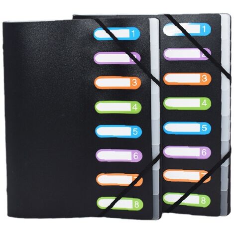 Black 2 File Folder Sorter - 3 Flap - With Elastic Band and Die-cut ...