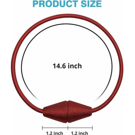 2 Pack (Wine Red) Handmade Woven Rope Magnetic Curtain Tiebacks ...