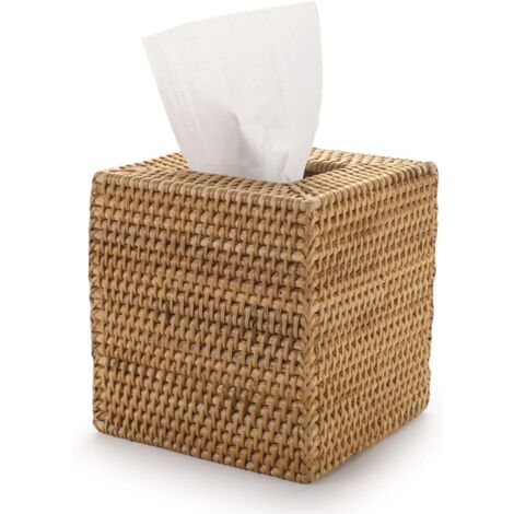Square Rattan Tissue Box, Wicker Tissue Dispensers for Home Hotel ...