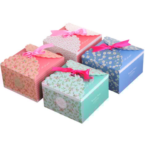 Pack of 20 Empty Square Serrated Cardboard Gift Boxes with Ribbon - 15 ...