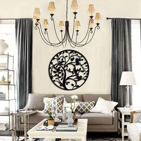 Black 4040cm Metal Tree of Life Wall Decor Silhouette Art Indoor Outdoor Gift Garden Home Decor