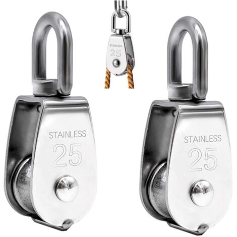 2PCS Lifting Pulley, 304 Stainless Steel Single Pulley M25 Single ...