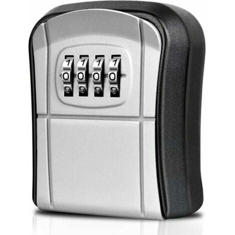Wall Mounted Key Safe Box (Grey) Mini Outdoor Key Safe Box with 4 Digit ...