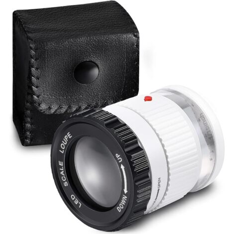 30X Magnifying Glass (White)LED Lighted Magnifying Glass UV Illuminated ...