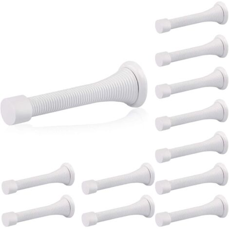 12x Spring Door Stops (White) 85mm Stainless Steel Door Stop with ...