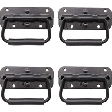 4 Pieces Box Handle, Metal Folding Handle, Black Box Handle, Spring Box ...