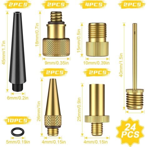 14 Pcs Bike Pump Adapter, Bicycle Tire Pump Adapter, Bike Pump Needle ...