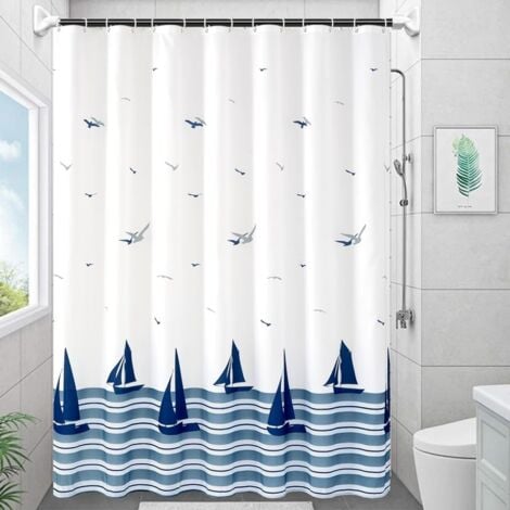 180x200 Anti Mold Shower Curtain Waterproof Washable Ocean Polyester Fabric Shower Curtains for Bathtub Shower Cabin
