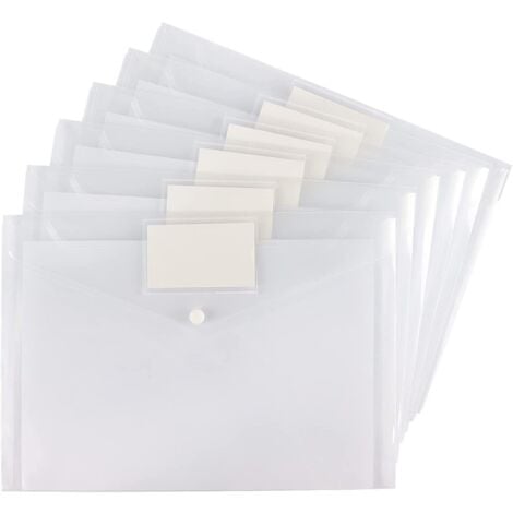 A4 Plastic File Folder Pack of 5 Document Folders with Flap Bright Transparent Colors File Folder