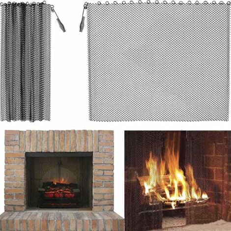 2 Pack Fireplace Screen(24x19in), Fireplace Screen Grate, Spark Guard ...