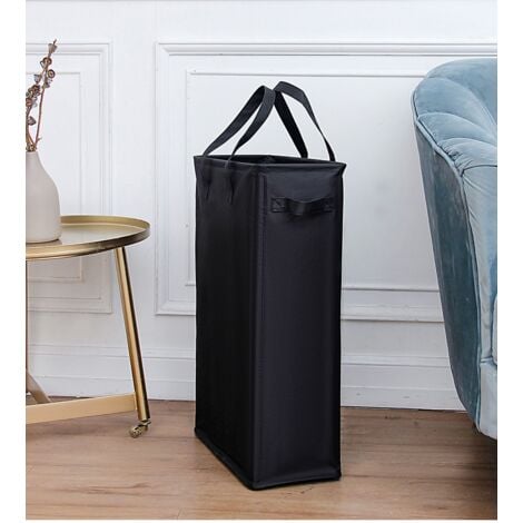 Black Slim Laundry Basket 39x19x62.5CM Portable Laundry Hamper with Long Handles Folding Laundry Baskets and