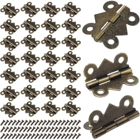 50PCS Small Mini Hinges, 25X20mm Butterfly Folding Hinges, Antique ...
