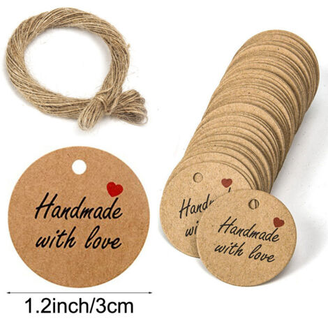 100PCS Kraft Paper Label Gift Tags 3x3cm Round Label Kraft Tags Wedding ...