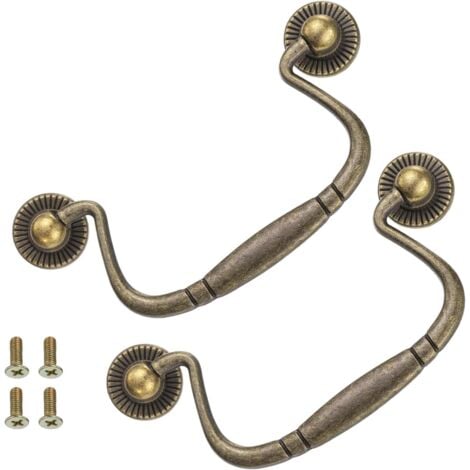 2pcs 100 x 50mm Antique Drawer Handles Folding Bronze Iron Pulls for ...