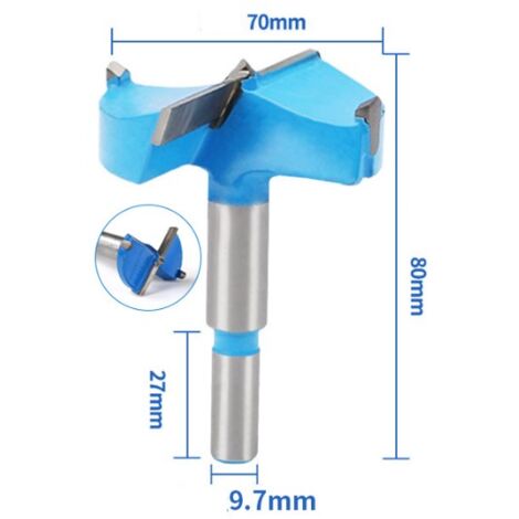 70mm Blue Grey Drill Bits Tungsten Carbide Wood Hole Saw Auger Opener ...