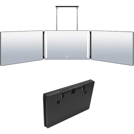 360° 3 Way Mirror with LED, Foldable Shaving Mirror, Height Adjustable ...