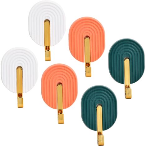 6 Pieces Adhesive Wall Hooks, Bathroom Wall Towel Hook Kitchen Dish ...