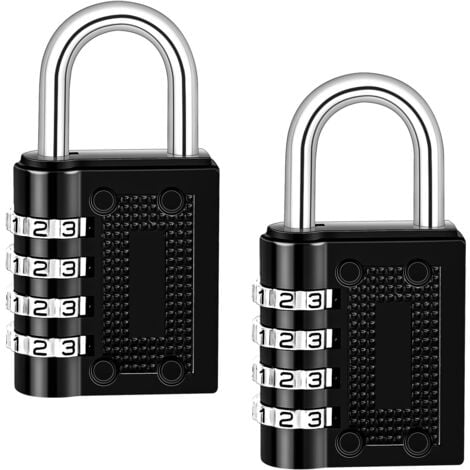 2 Pack 4 Digit Combination Padlock, Zinc Alloy Combination Lock Code ...