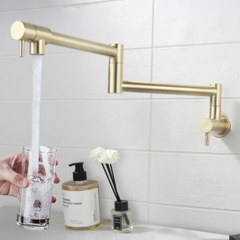 Telescopic Folding Kitchen Faucet Double Swivel Handle Single Cold ...