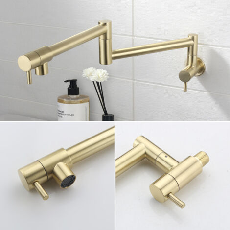 Telescopic Folding Kitchen Faucet Double Swivel Handle Single Cold ...