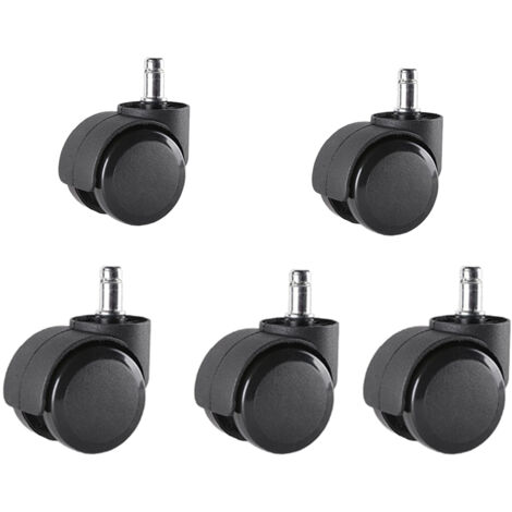 Set of 5 Office Chair Castors 10mm x 22mm - - Hard Floor Castors up to ...