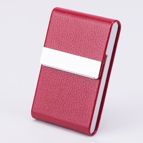 1 Pcs Metal Cigarette Case Red Cigarette Box PU Leather Cigarette ...
