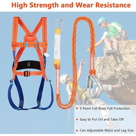 Anti-Fall Safety Belt, 5-Point Safety Fall Protection Kits, Adjustable ...