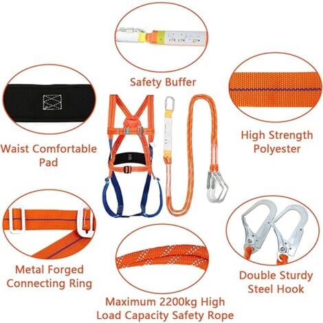 Anti-Fall Safety Belt, 5-Point Safety Fall Protection Kits, Adjustable ...