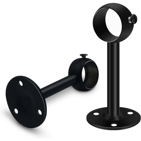 Set of 2 Heavy Duty Black Curtain Rod Brackets for Ceiling Rod, 25mm ...