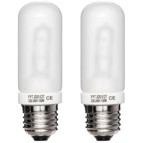 Two E27 threaded 3700K frosted halogen bulbs, 150W 220-240V, suitable ...