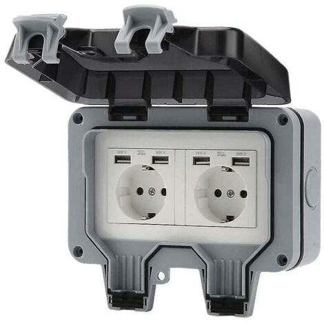 Garden Socket Outdoor Socket 16A USB Wall Socket Rainproof Charging Socket