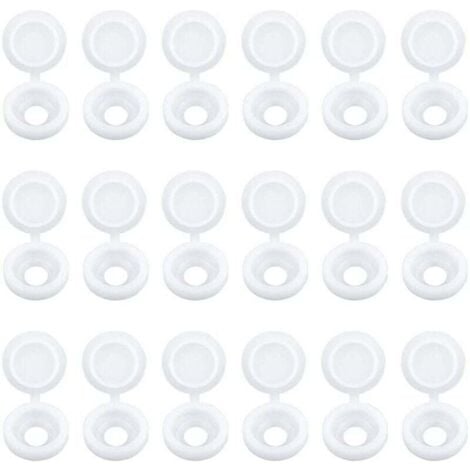 100Pcs White Hinge Screw Caps Plastic Screw Plugs for Furniture ...