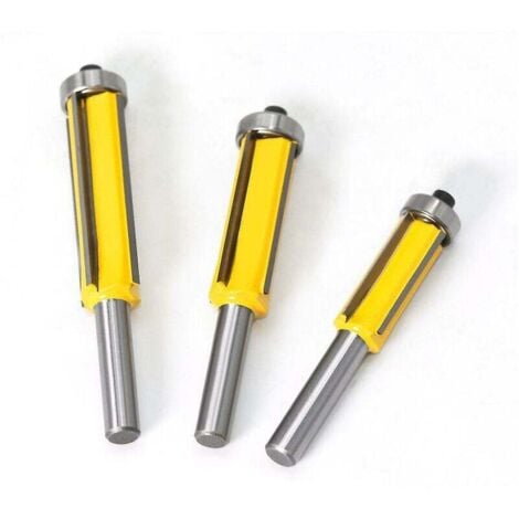 3Pcs Drill Chuck Router Bit, 4 Flute Shank Copy Cutter with Top Bearing ...