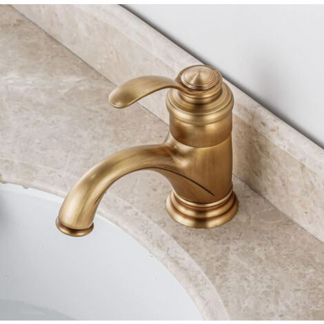 Antique Bathroom Faucet, Retro Basin Mixer Tap, Nostalgia Brushed Brass ...