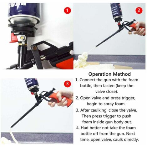 Foam Gun, Professional Spray Foam Gun with Ergonomic Plastic Handle,