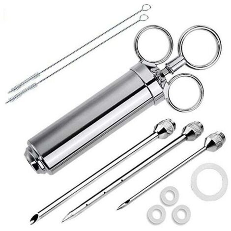 60ml Stainless Steel Marinade Syringe with 3 Roasting Needles, Food ...