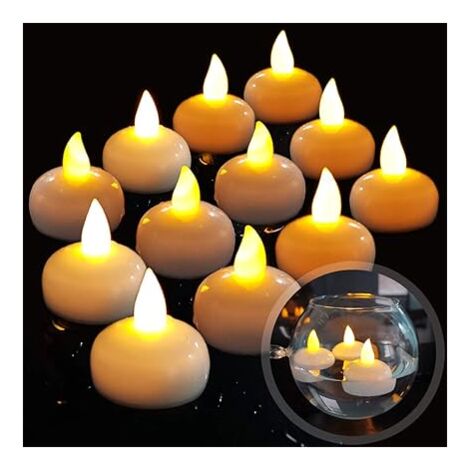 12 LED Flameless Floating Candle, Waterproof Battery Operated ...