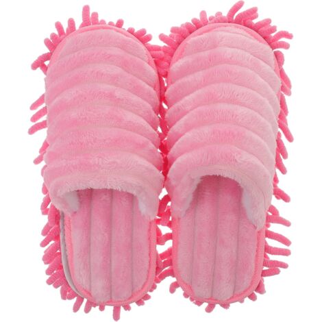 1 Pair Unisex Floor Cleaning Dusting Slippers - Size M 38-41 (Pink)