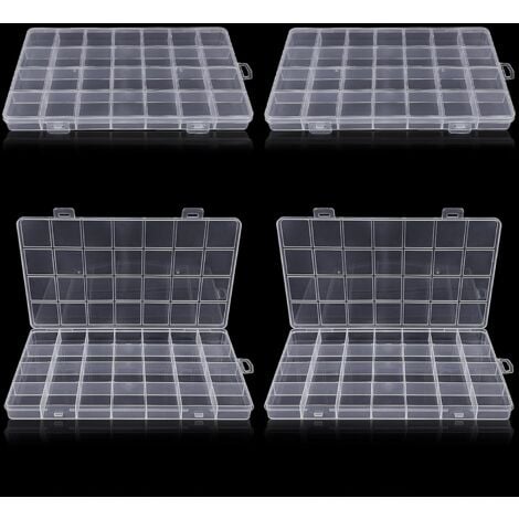 (4 pieces) Plastic Storage Box with 28 Compartments, Transparent ...