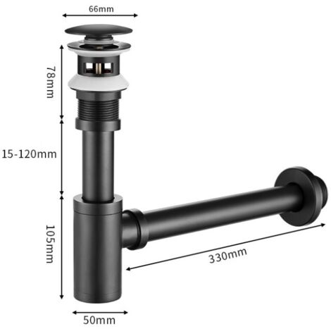 Sink trap with pop-up valve, universal brass trap with sink plug and ...