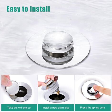 Universal stainless steel drain plug with 2 gaskets for sink basin