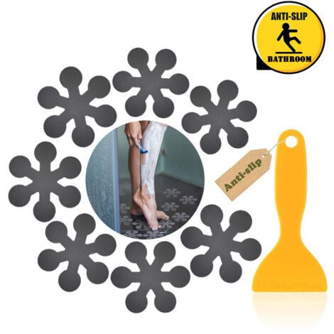 Set of 24 Grey Anti-Slip Bathtub Stickers with Premium Scraper