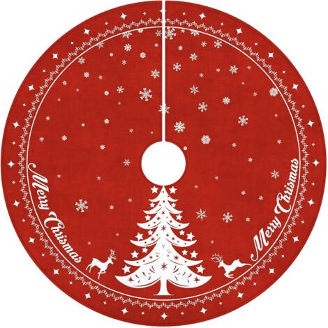 Christmas tree cover, 122 cm, red, round, for Christmas tree, deer and ...