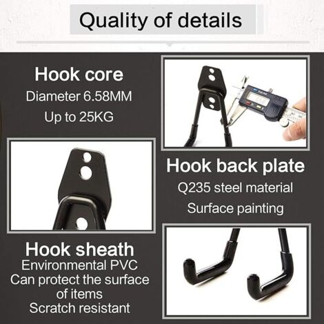 4pcs Steel Garage Storage Hooks, Garage Tool Storage Hooks with Anti ...