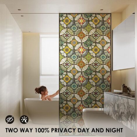 Decorative window stickers, sun protection, colorful circular patterns ...