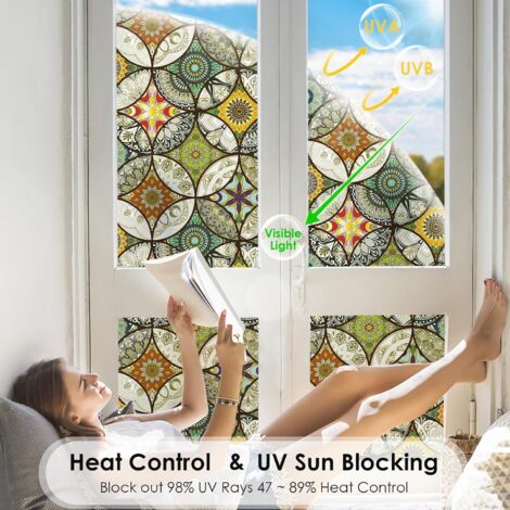 Decorative window stickers, sun protection, colorful circular patterns ...