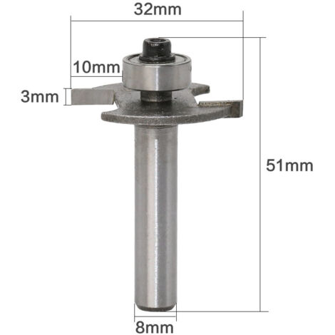 Hinge grooving cutter - 8mm - T-shaped ball cutter