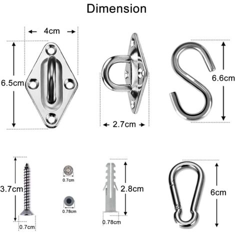 CSPARKV M6 Sonnensegel-Befestigungsset, 42 Teile Edelstahl-Hardware für die Installation von ...