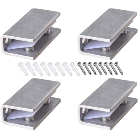 CSPARKV 4 Stück Edelstahl-Glasklemme, verstellbare Glasregalhalterung, 8–12 mm Dicke ...