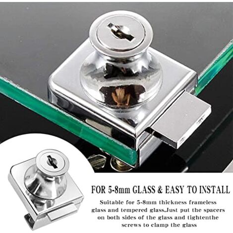 CSPARKV 2 Stück Glastürschloss aus Zinklegierung, Schrank-Vitrinentürschloss, rostfreies ...